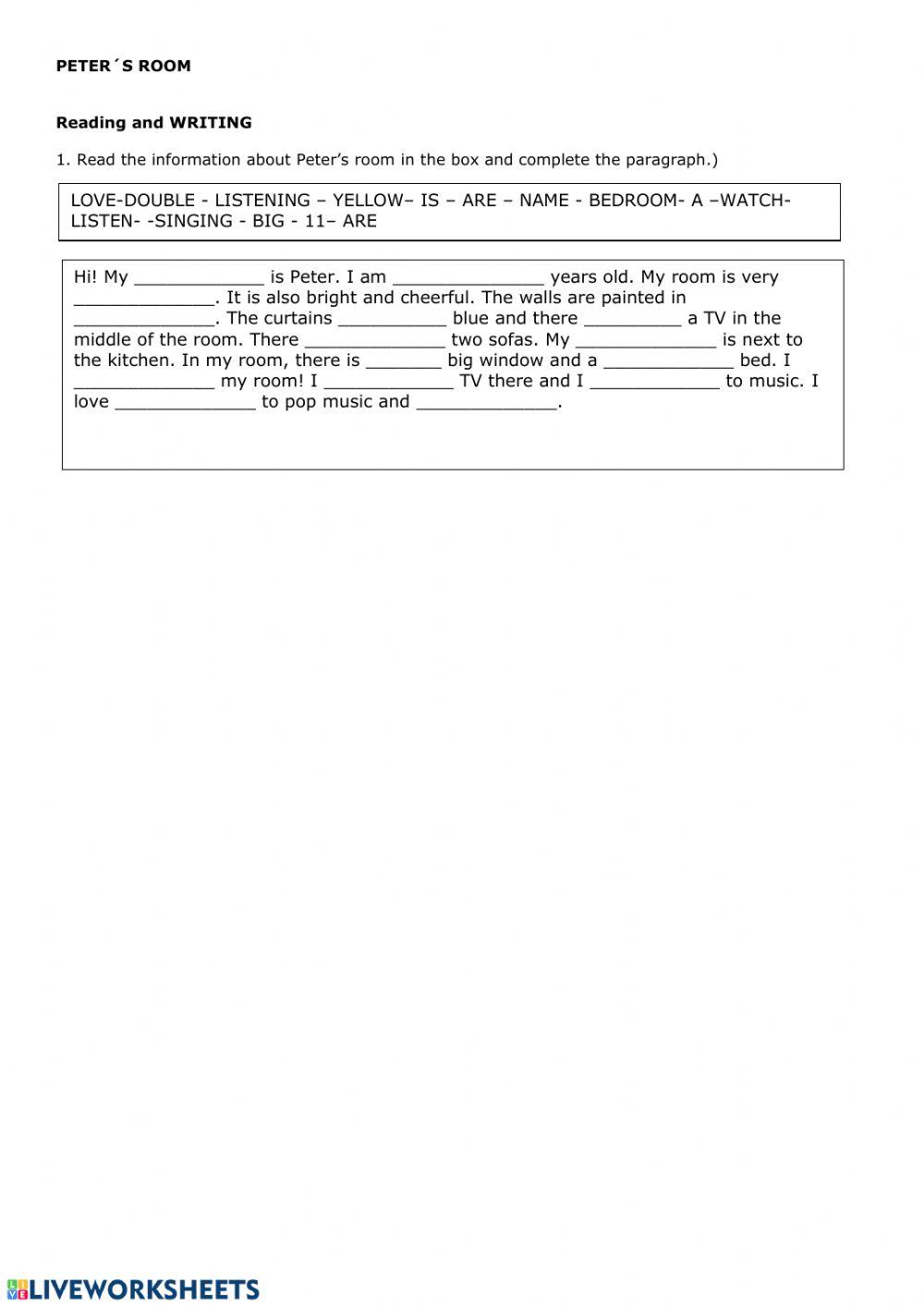 Writing about m… | Free Interactive Worksheets | 73592