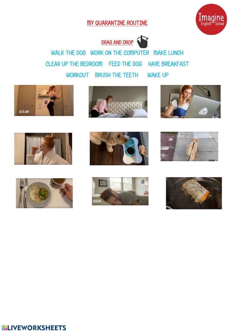 My quarantine routine interactive worksheet | Live Worksheets
