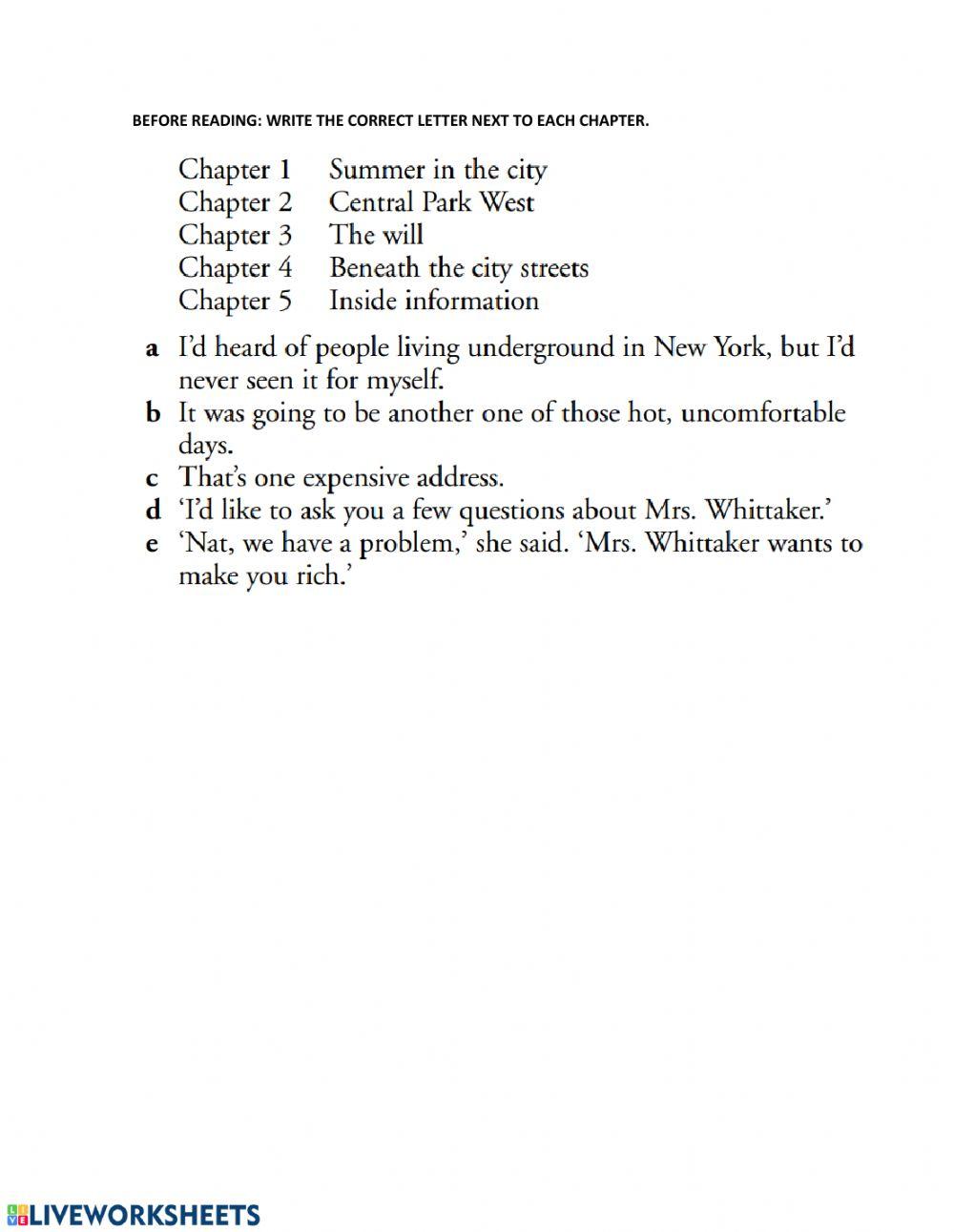 Before reading: make a guess online exercise for | Live Worksheets