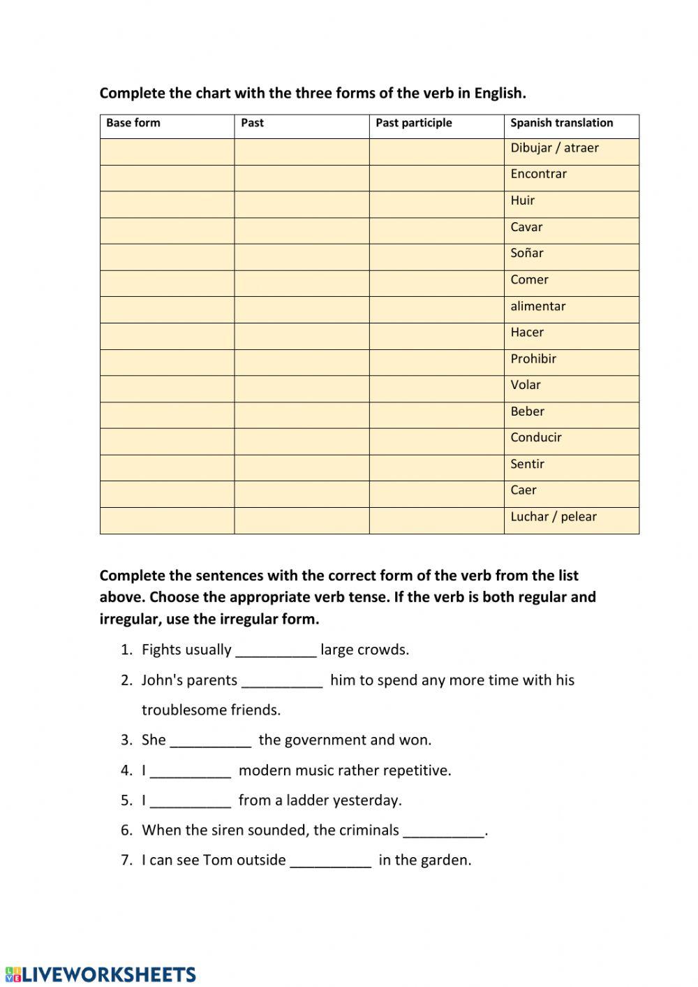 Irregular verbs 3 59867 | EsperanzaMG | Live Worksheets