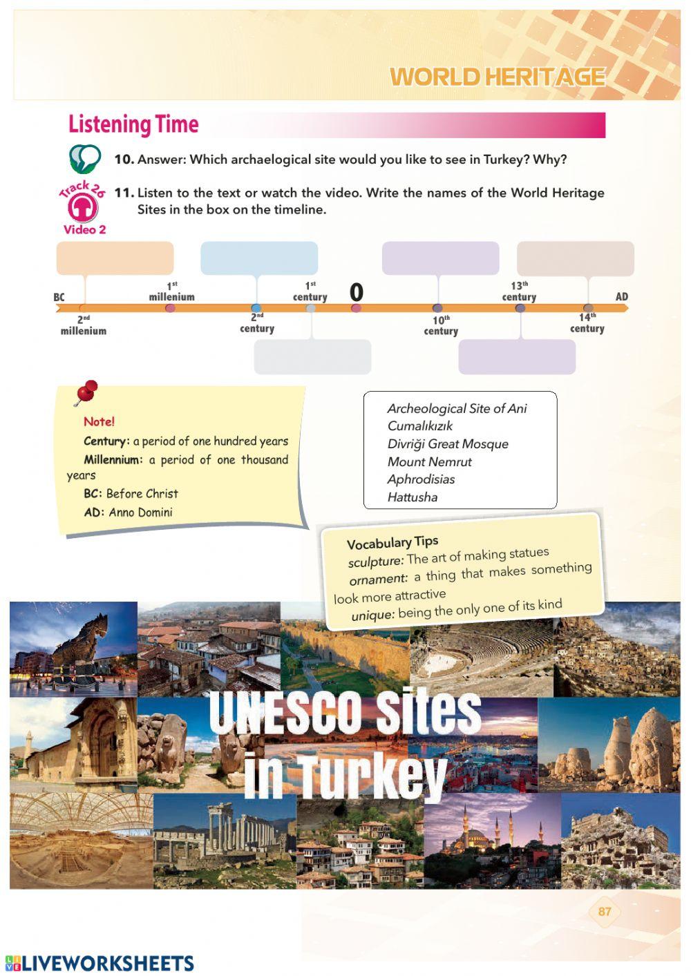 Grade 9 Theme 7 World Heritage Page 87 worksheet | Live Worksheets