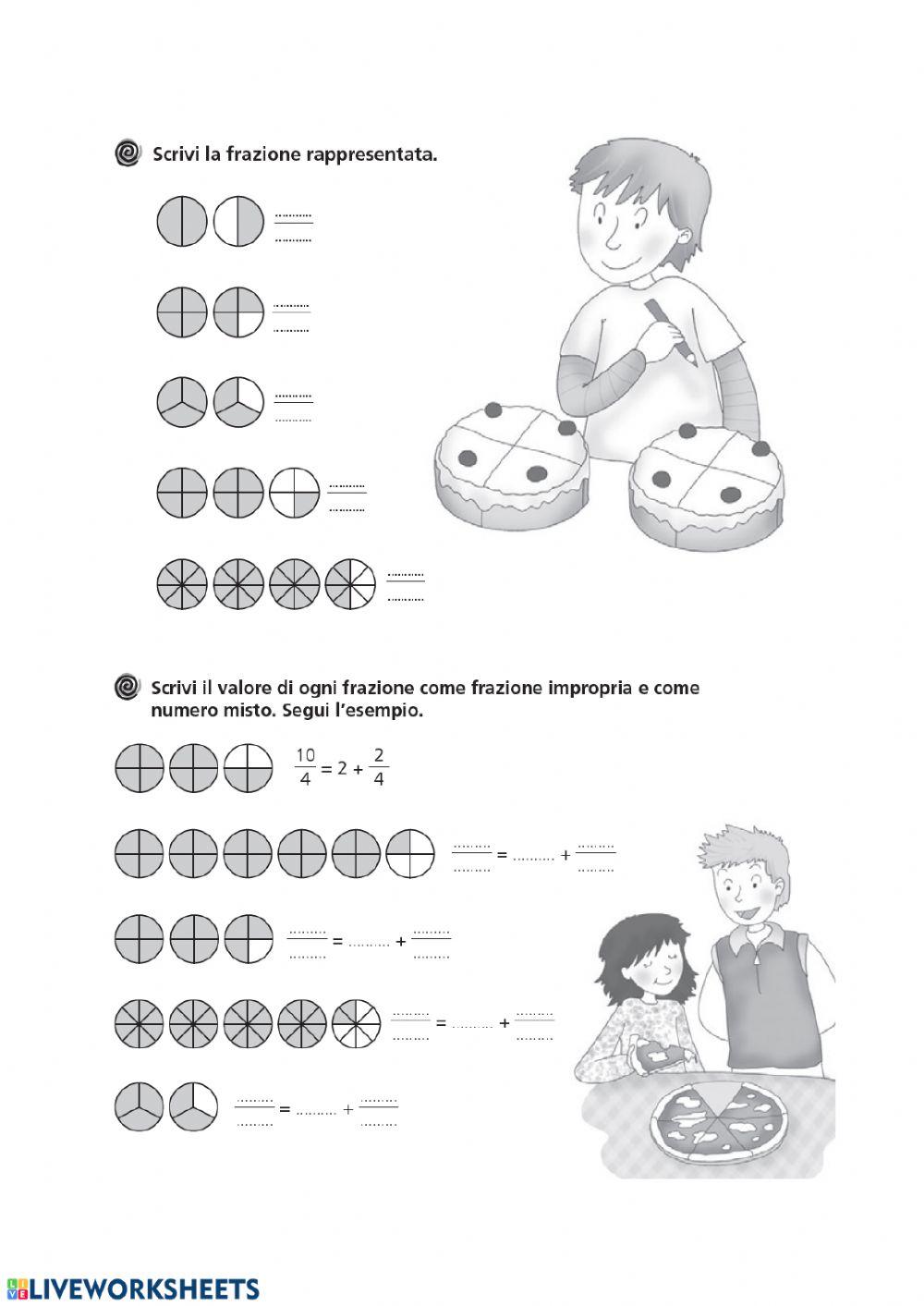 Frazioni improprie 74520 | classe5a | Live Worksheets
