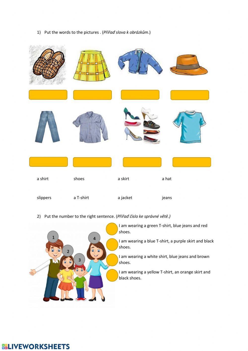 Clothes interactive exercise for Grade 1, 2 | Live Worksheets