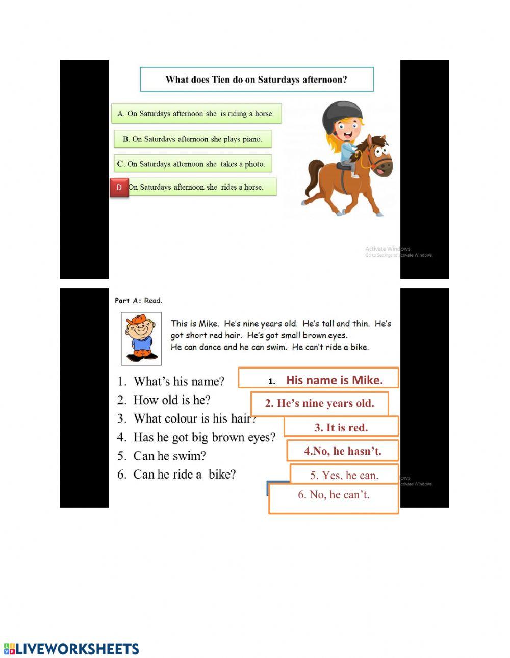 Simple present online exercise for Grade 3 | Live Worksheets