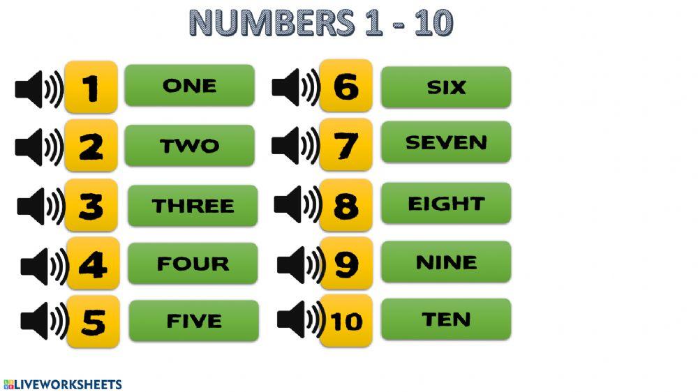Numbers 1 to 10 worksheet | Live Worksheets
