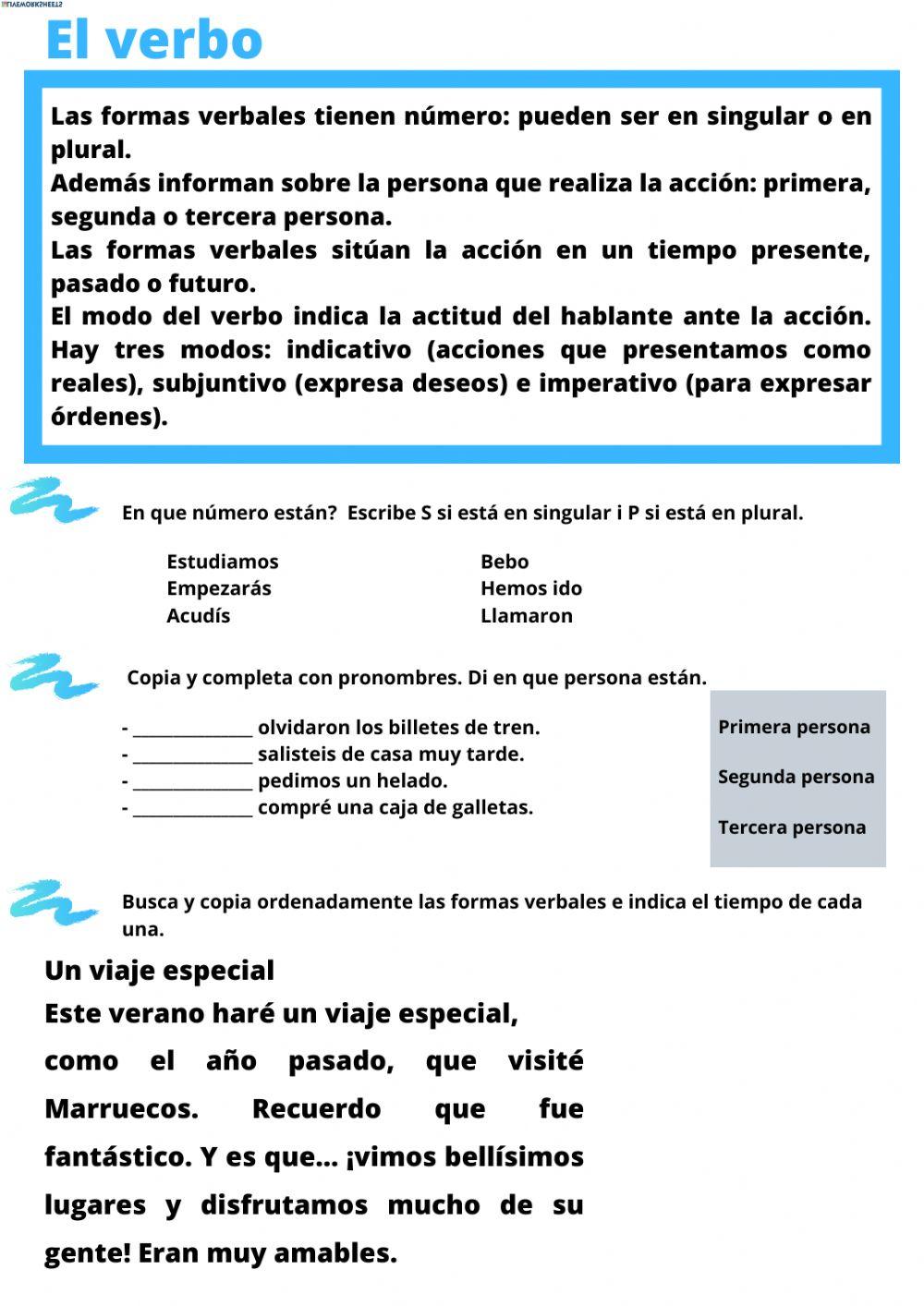El verbo | Free Interactive Worksheets | 75211