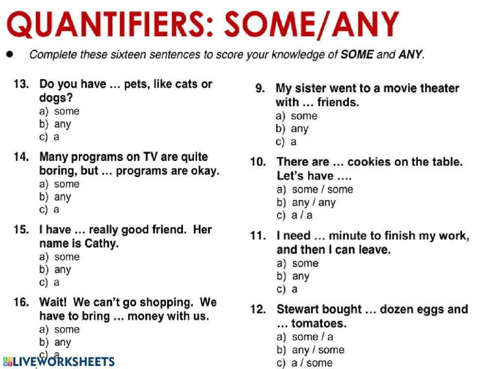 Quantifiers | Free Interactive Worksheets | 75602