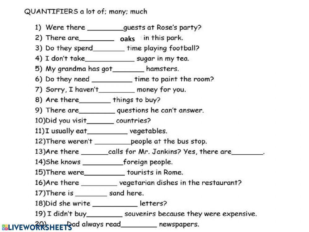 Quantifiers | Free Interactive Worksheets | 75602
