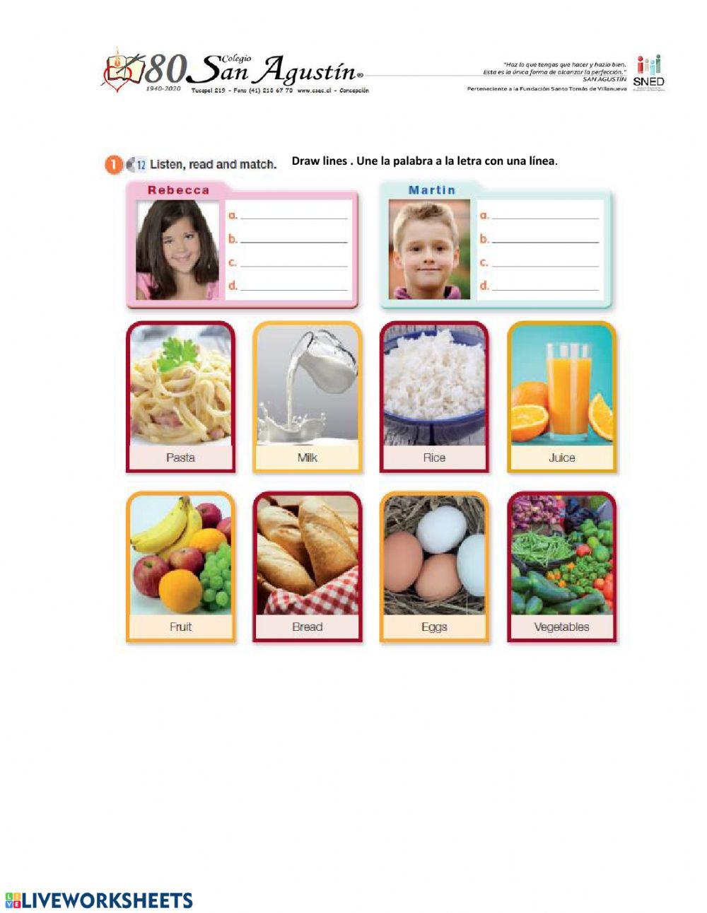 Food online worksheet for grade 5 | Live Worksheets