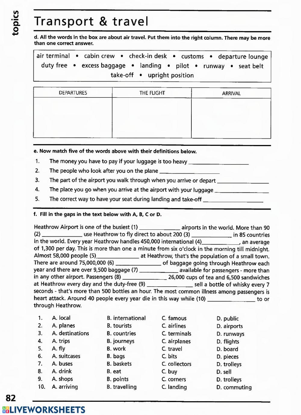 PET Reading Part 5 and vocab. online exercise for | Live Worksheets