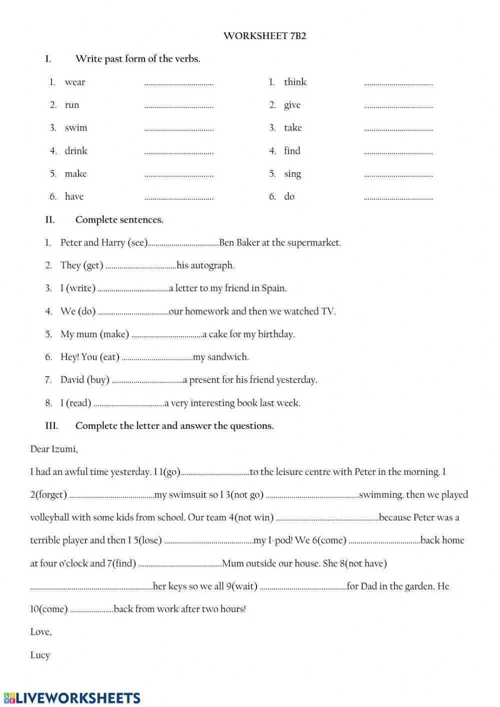 Solution Elem 7B2 worksheet | Live Worksheets