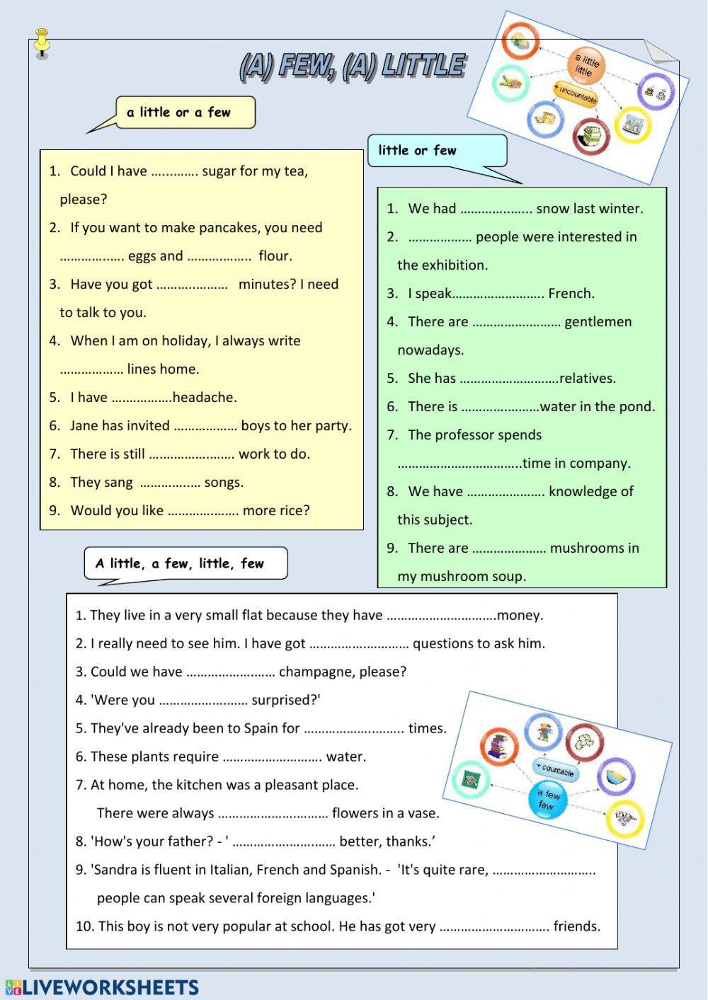 Few, a few, lit… | Free Interactive Worksheets | 5432344