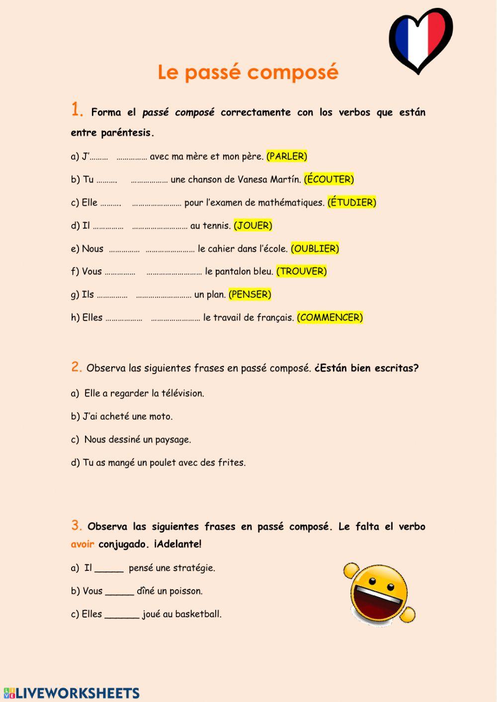 Le passé composé | Free Interactive Worksheets | 76322