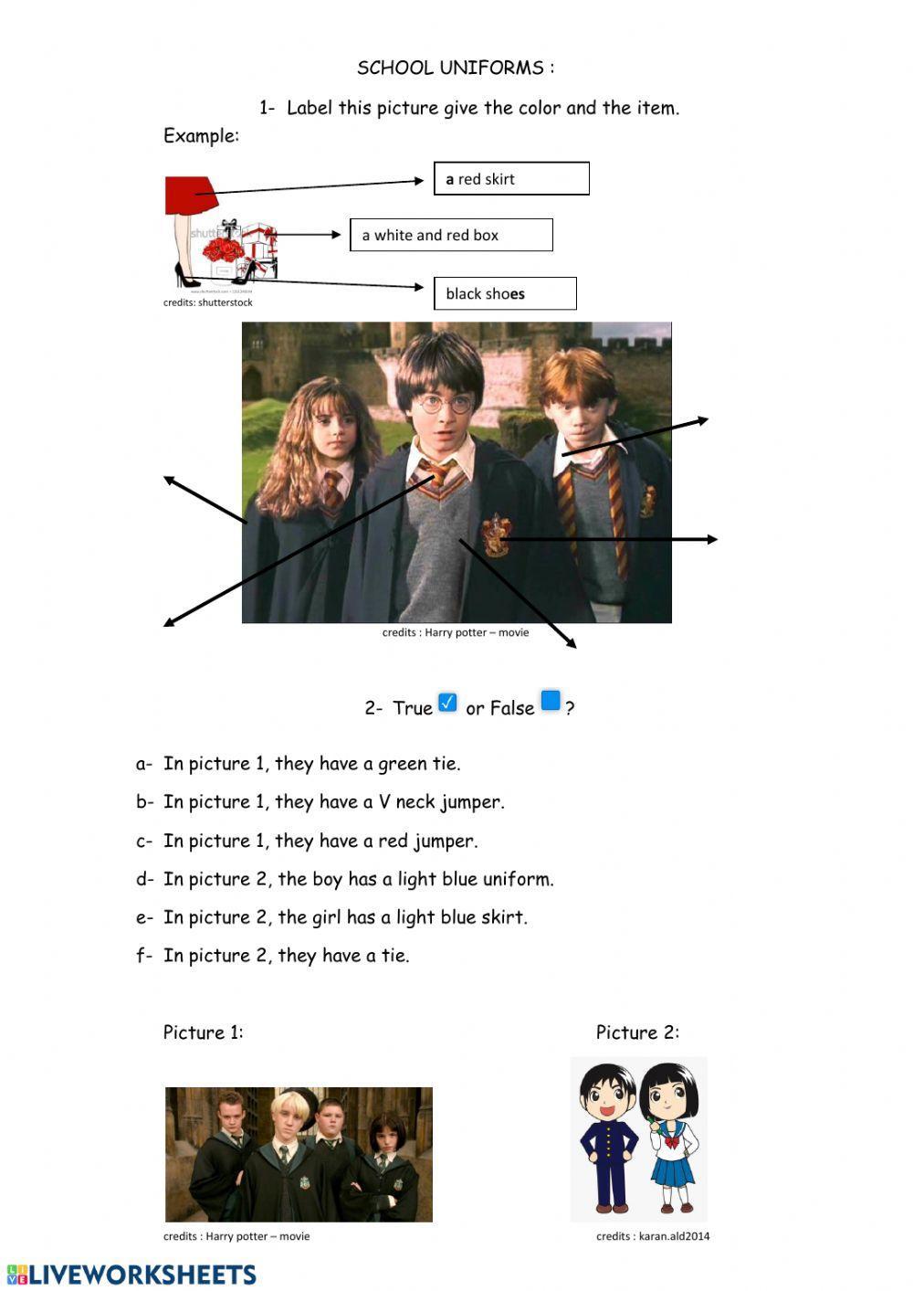 School uniform 76418 | Miss_S | Live Worksheets