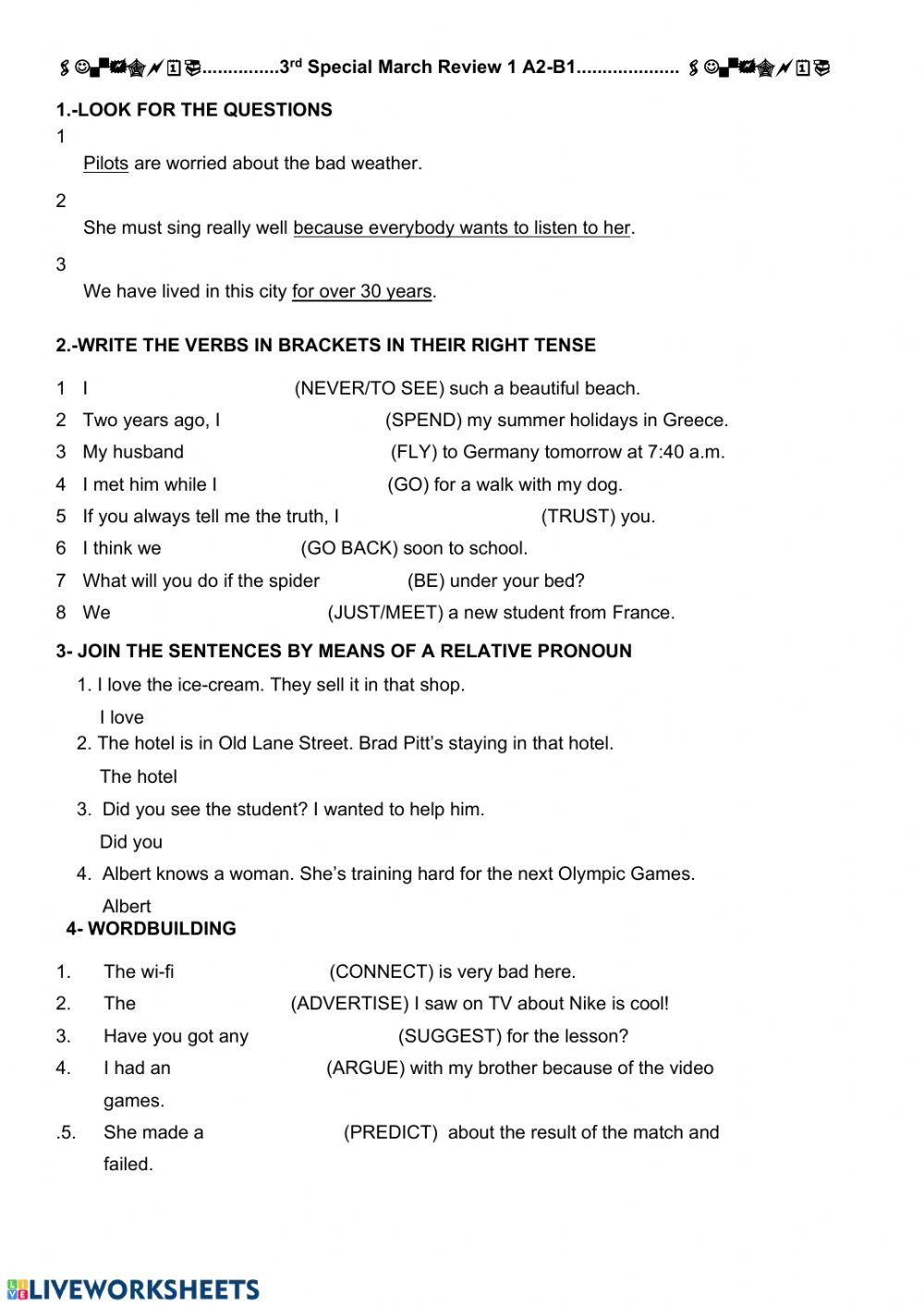 March Review A2… | Free Interactive Worksheets | 76708