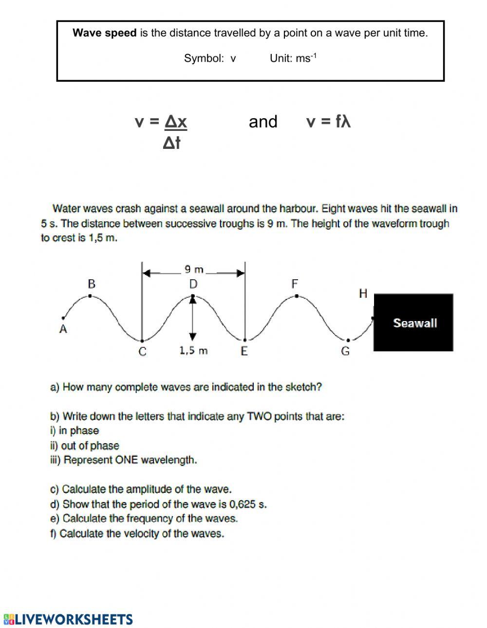 Waves 2: Transv… | Free Interactive Worksheets | 76491
