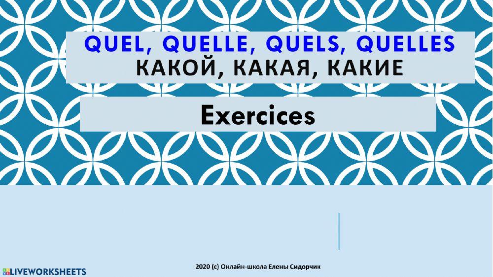 Quel, quelle, q… | Free Interactive Worksheets | 5404543