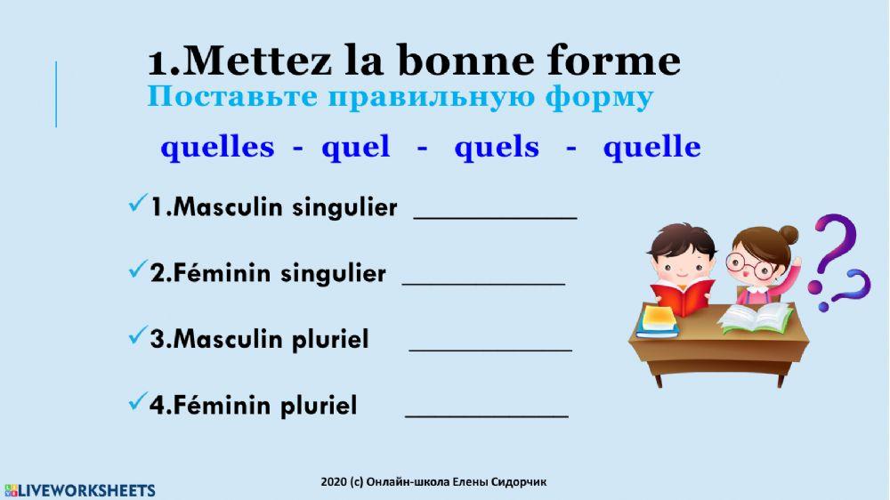 Quel, quelle, q… | Free Interactive Worksheets | 5404543