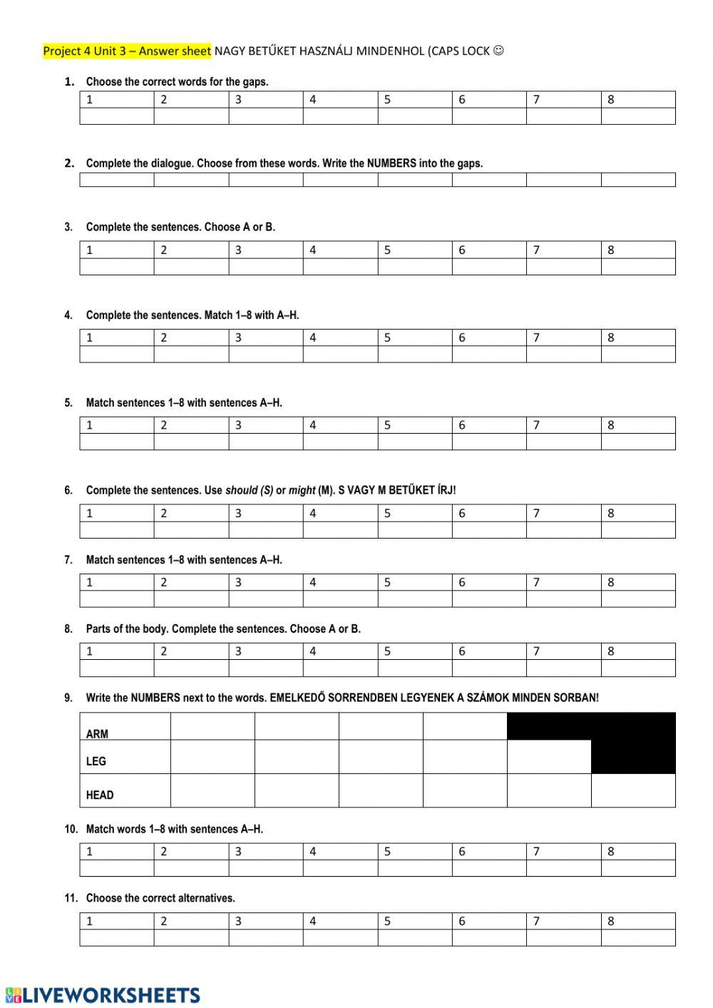 5434542 | Project 4 Unit 3 Revision - Answer sheet