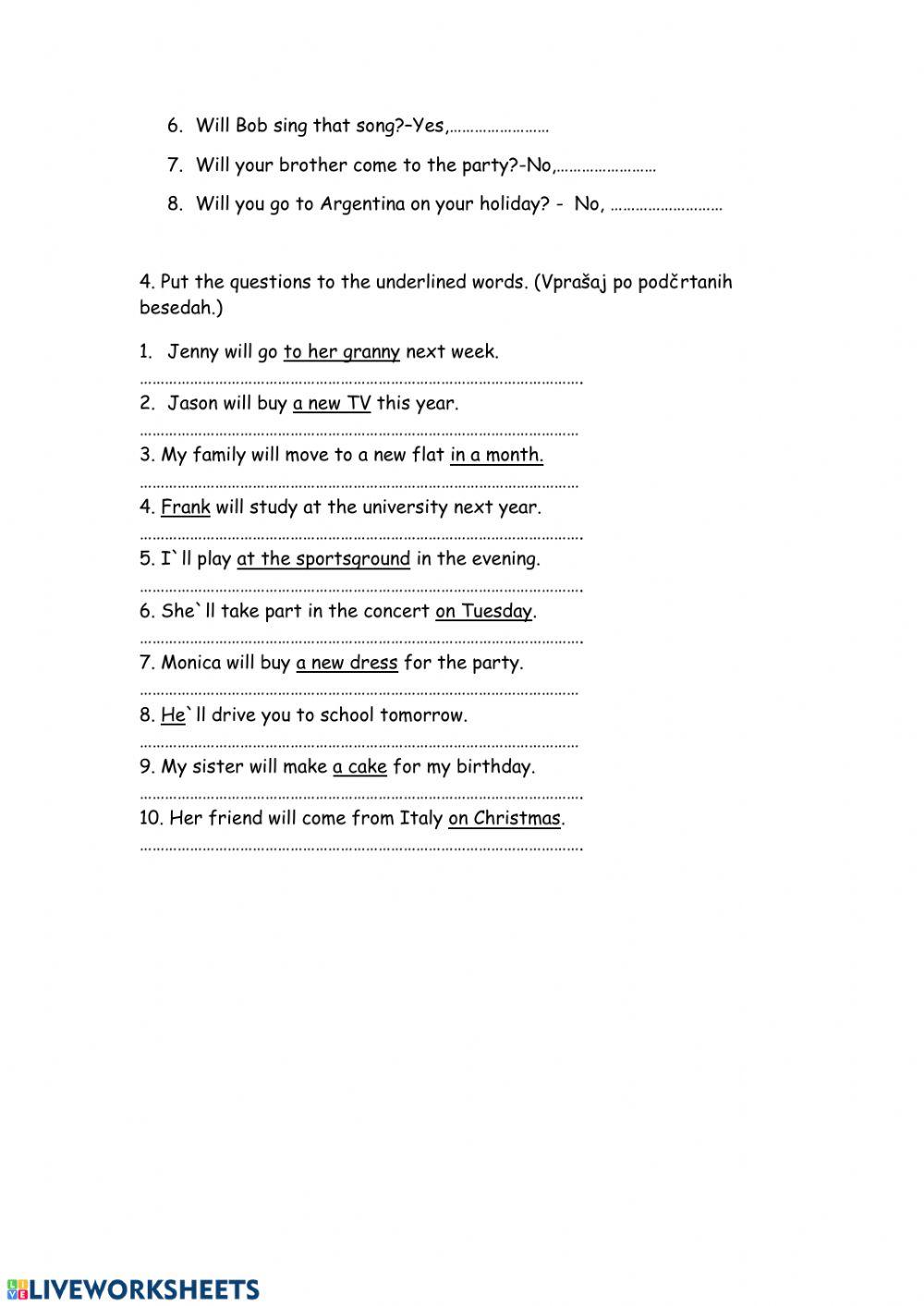 Will Future interactive worksheet | Live Worksheets