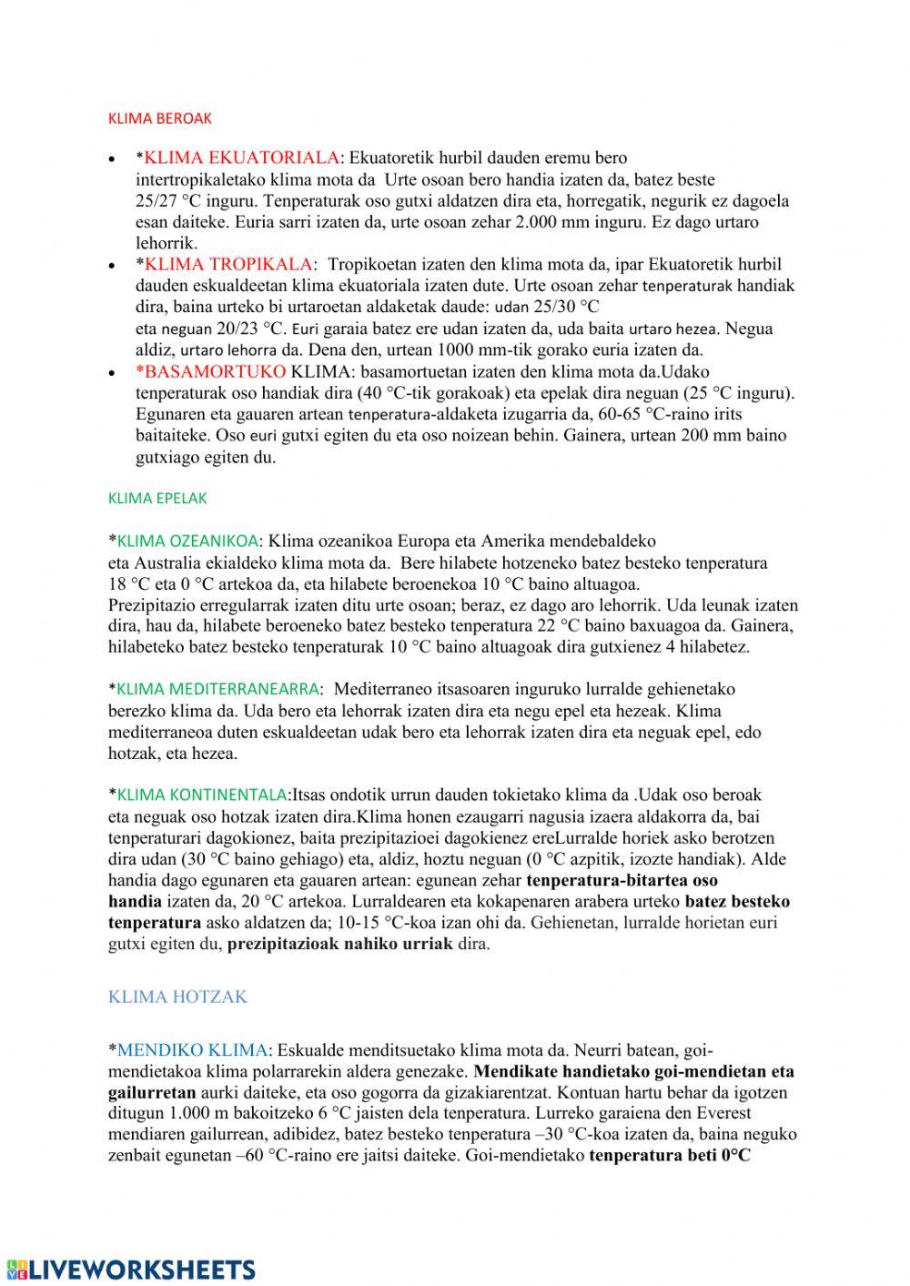 Klima motak 5434823 | lh6m | Live Worksheets