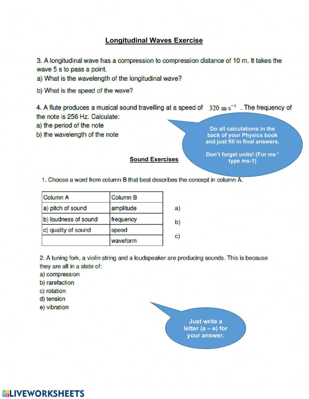 Waves 5 - Longi… | Free Interactive Worksheets | 77837