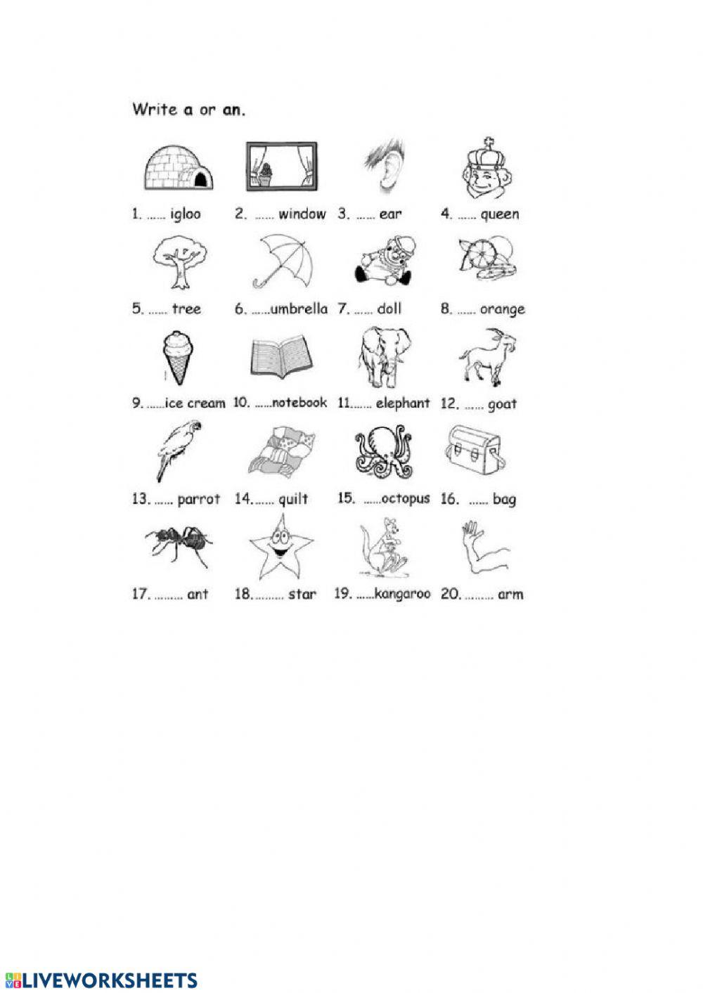 A-An 0139 | supernteacher | Live Worksheets