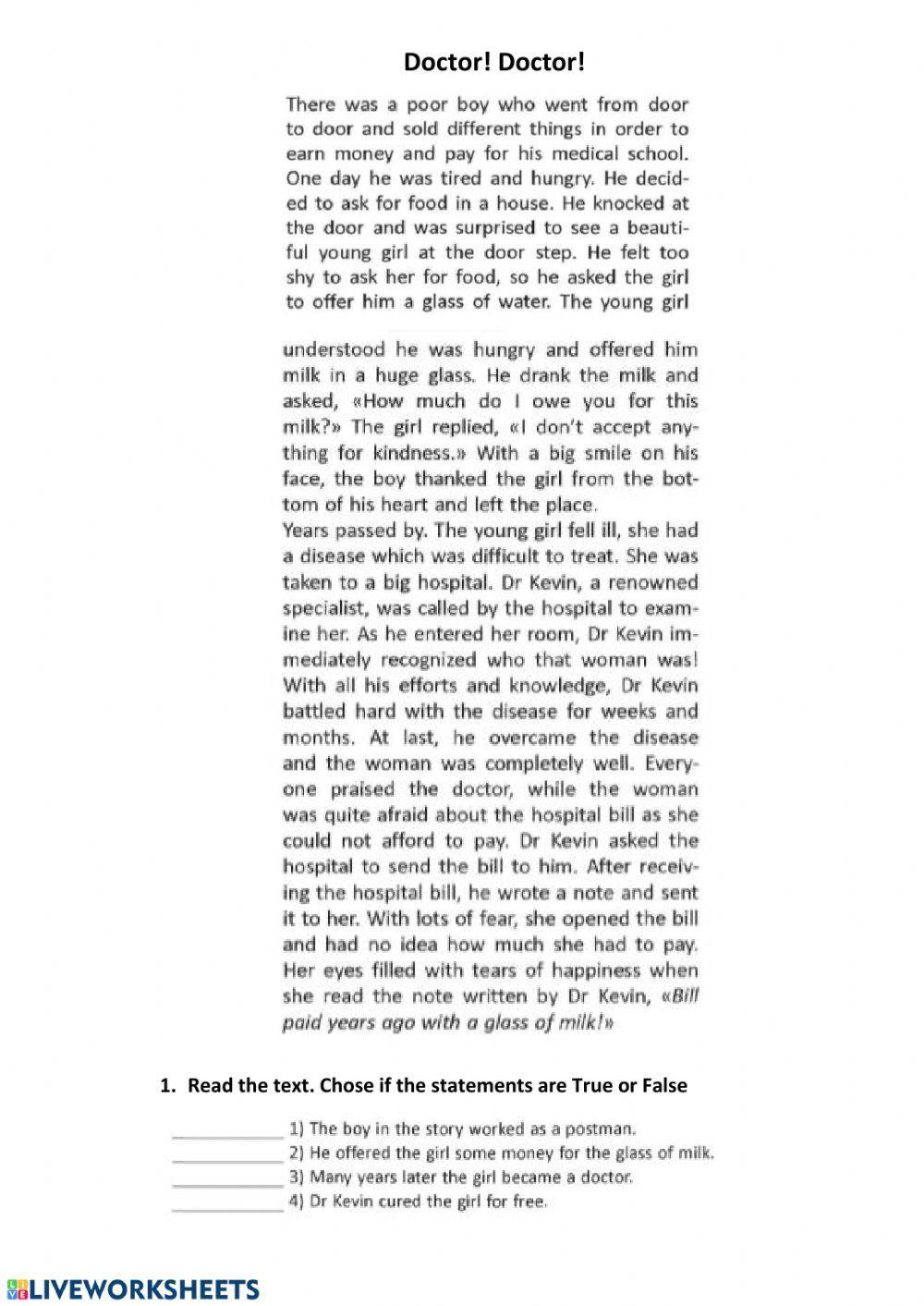 Doctor !Doctor! | Free Interactive Worksheets | 78244