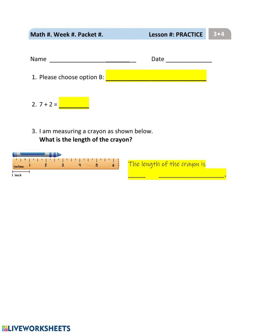 Live Worksheets Practice Page worksheet | Live Worksheets