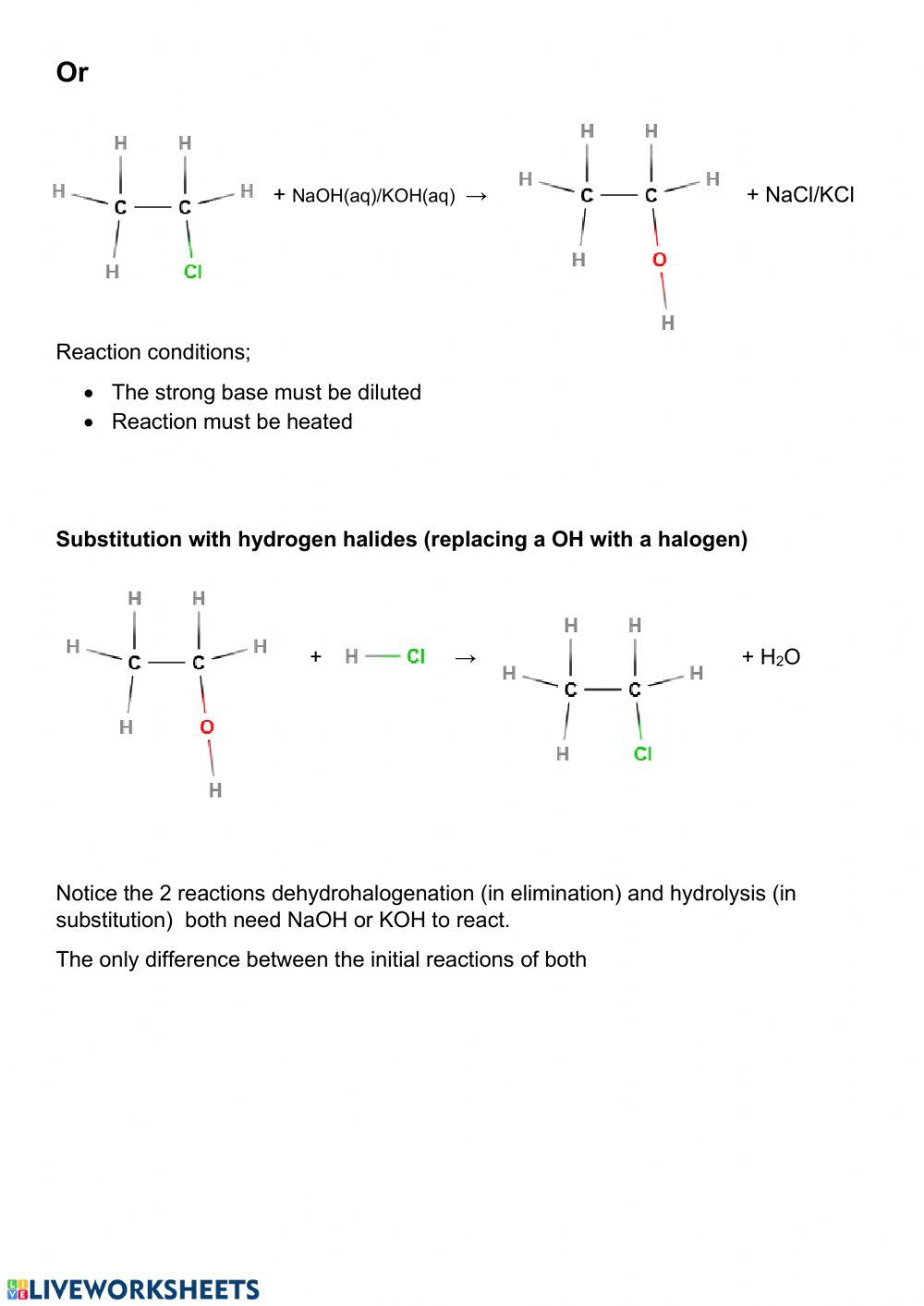 Organic reactions worksheet 5 worksheet | Live Worksheets