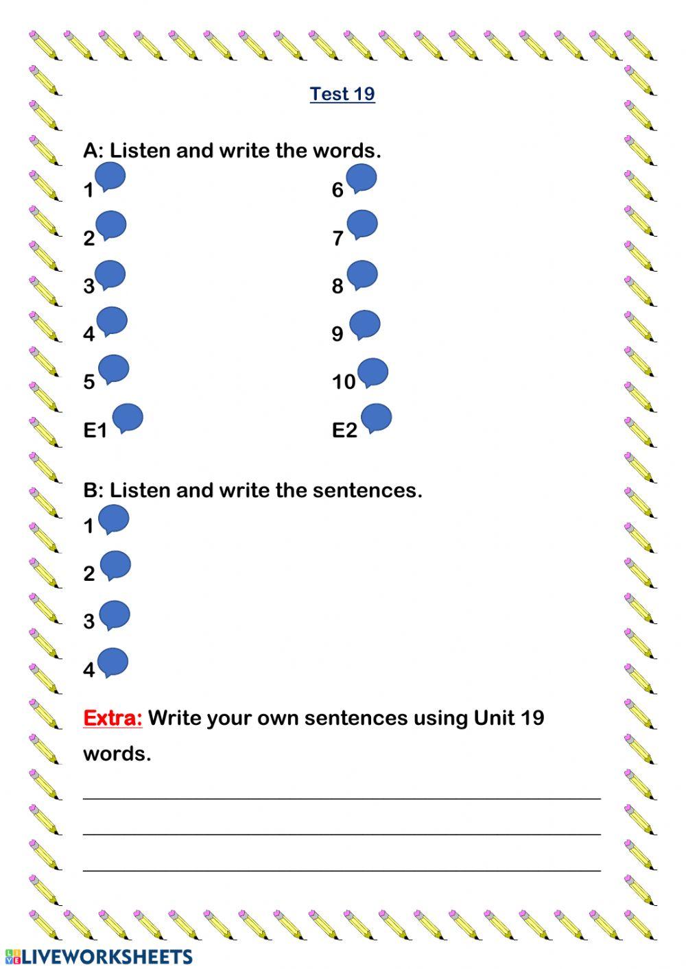 Test 20 for Class 3 worksheet | Live Worksheets