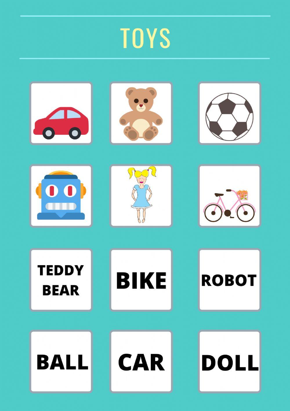 Toys matching | Free Interactive Worksheets | 78765