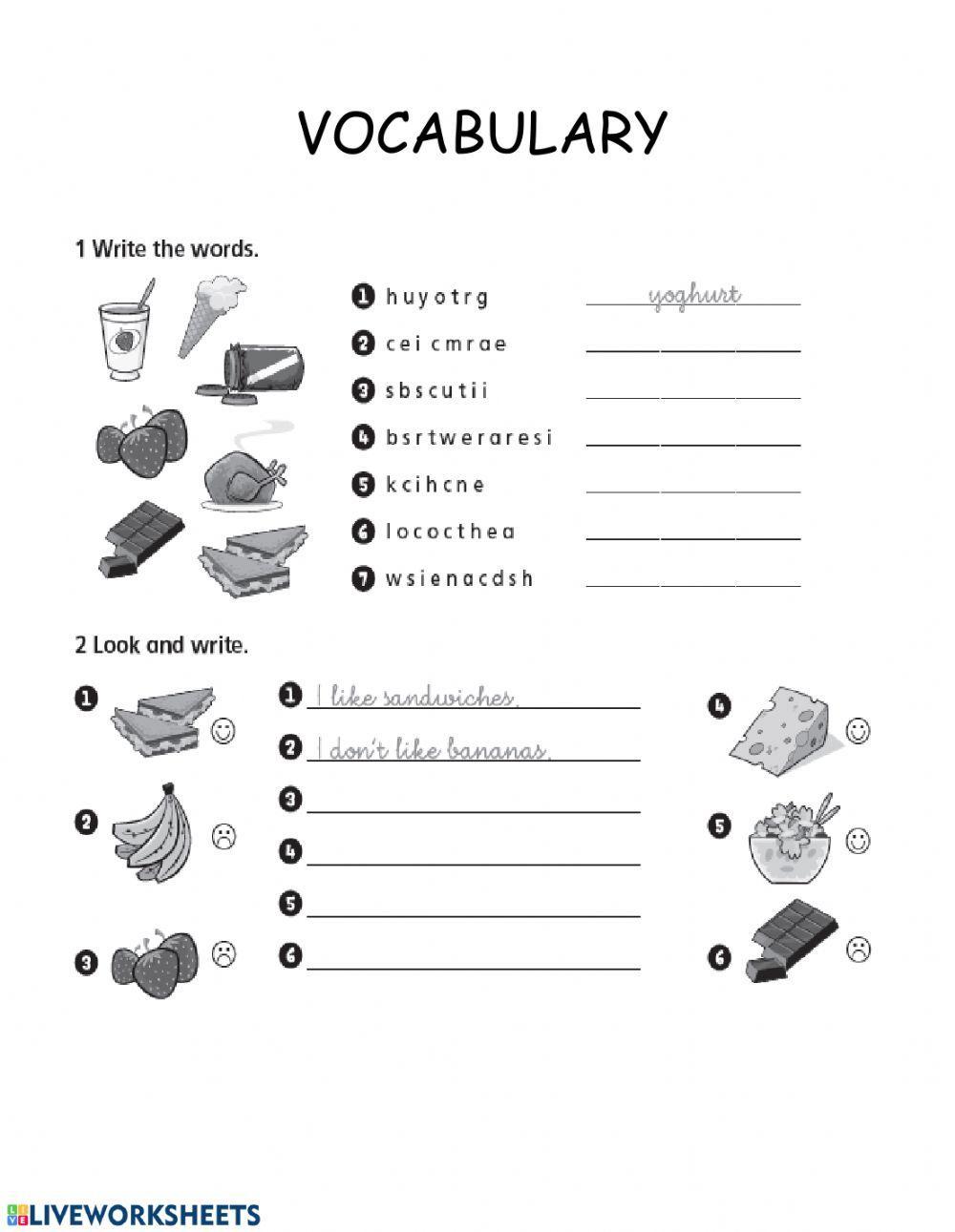 3º Food worksheet | Live Worksheets