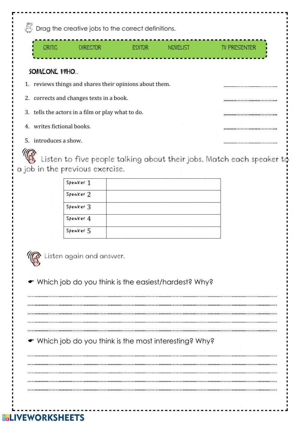 Creative Minds worksheet | Live Worksheets