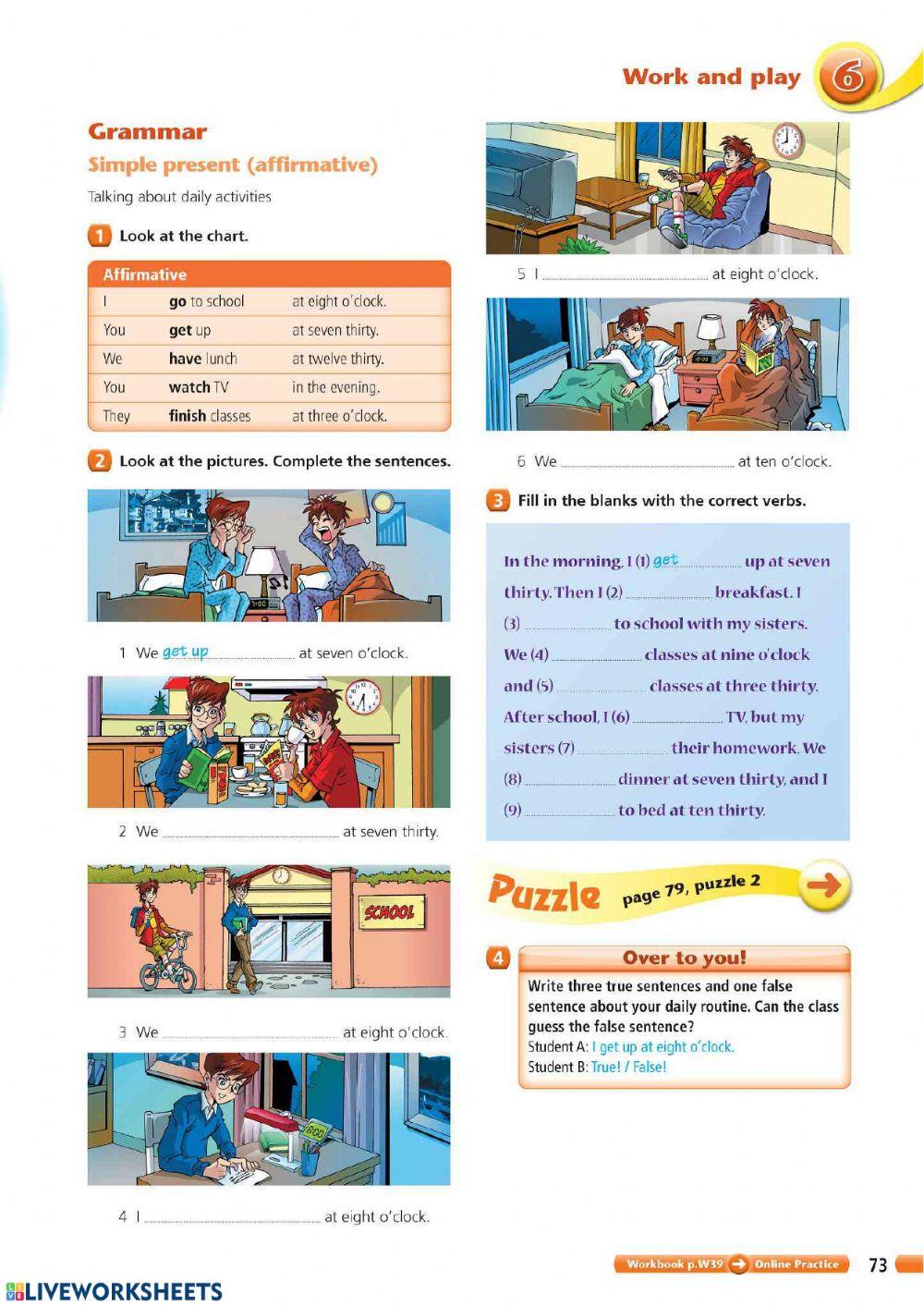 routine 1st person online exercise for | Live Worksheets