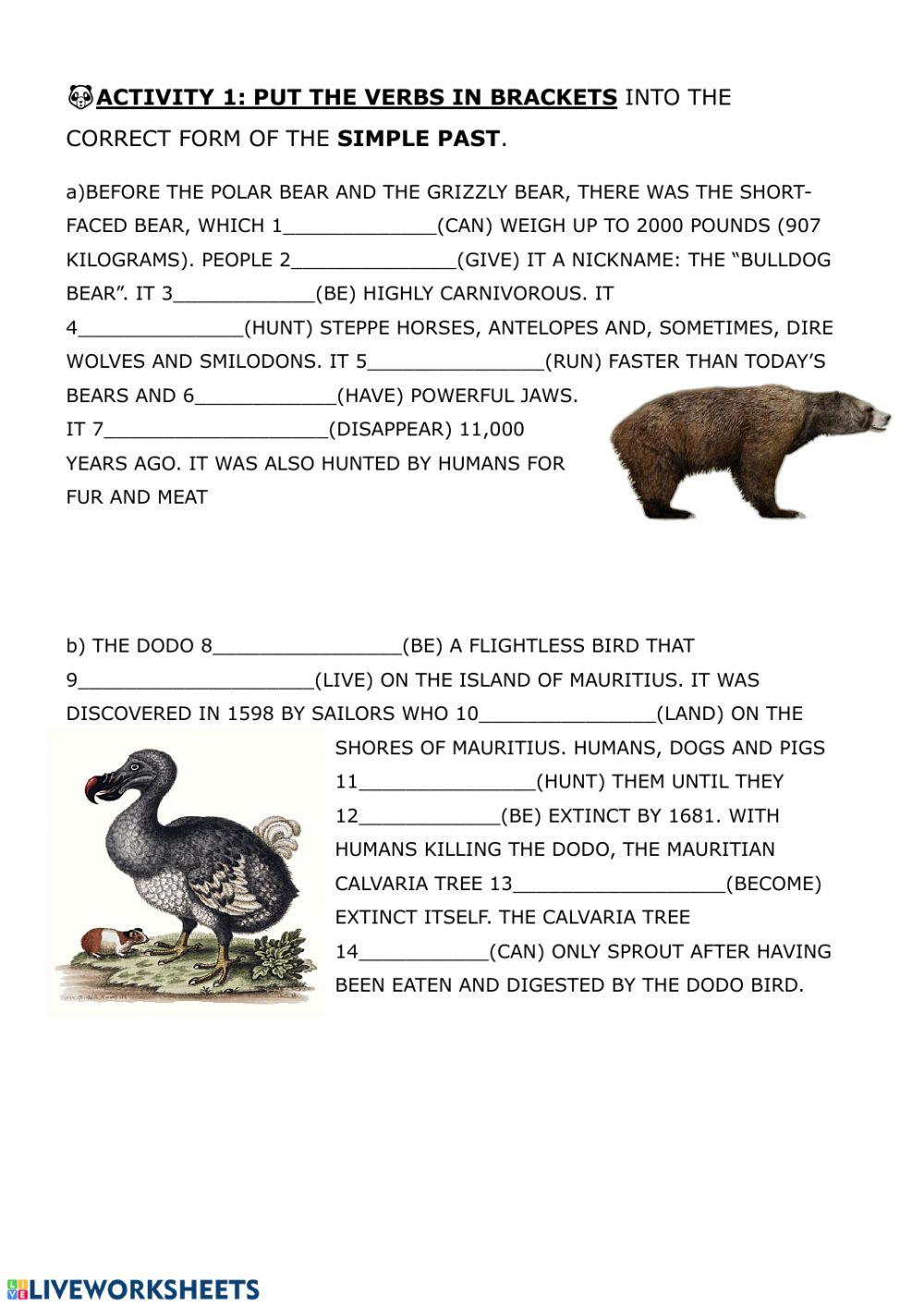 5457704 | EXTINCT ANIMALS-SIMPLE PAST- | MissXimeC