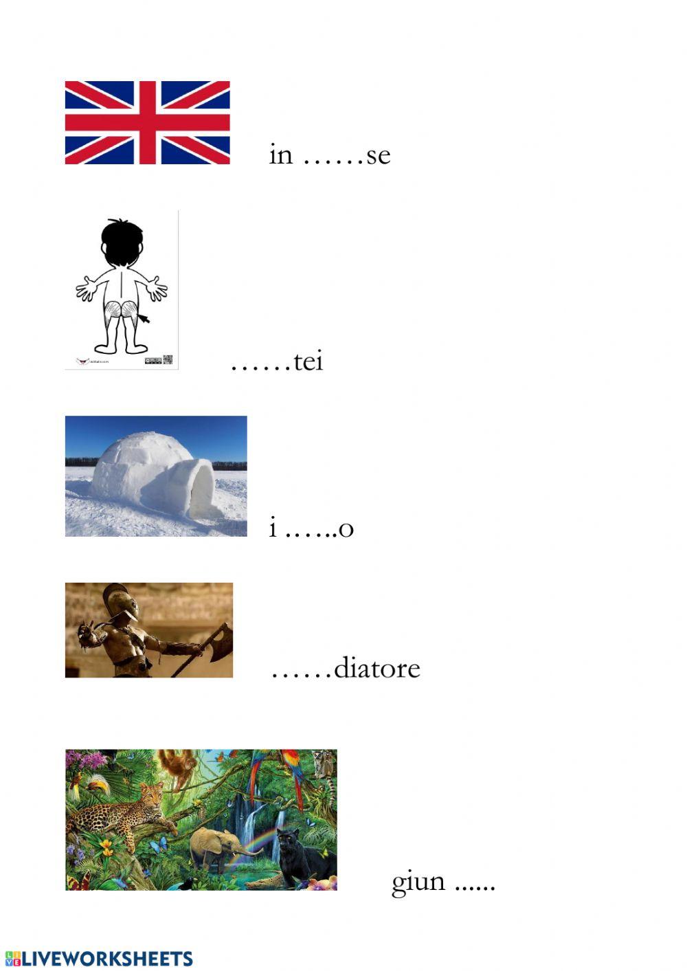 Suoni Duri Gla Gle Glo Glu Worksheet Live Worksheets