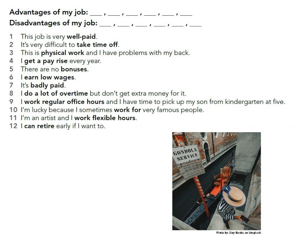 Advantages and disadvantages of work online exercise for | Live Worksheets