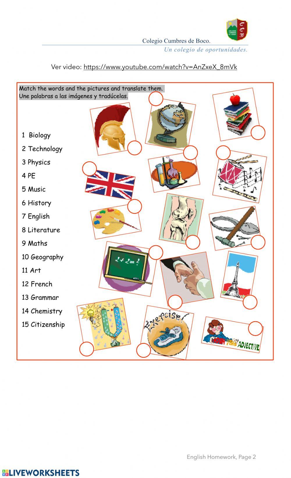 Trabajo complementario inglés 5 básico worksheet | Live Worksheets