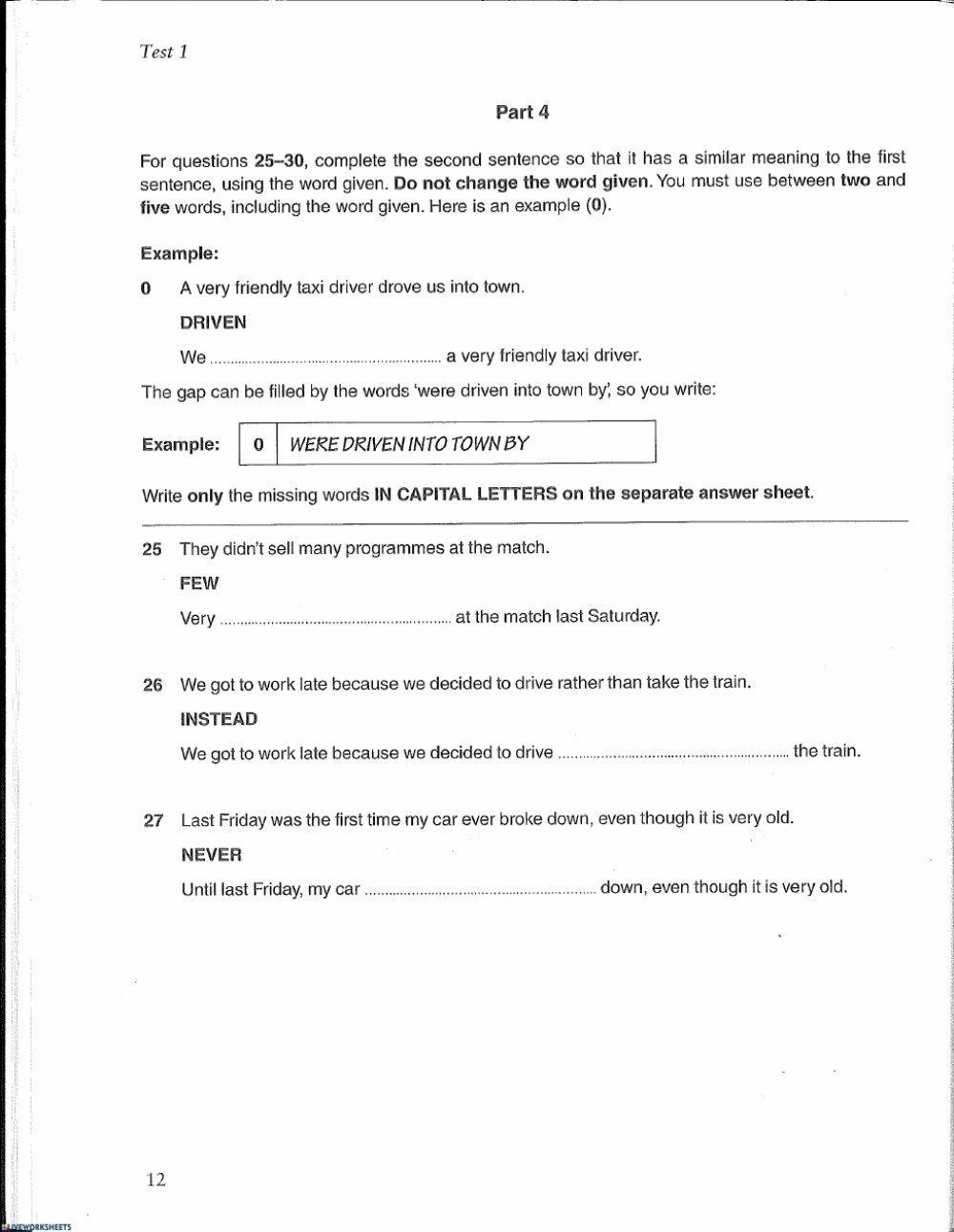 FCE Practice Te… | Free Interactive Worksheets | 92390