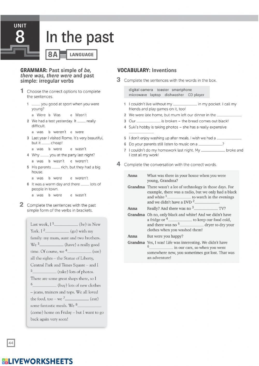 Workbook 8A worksheet | Live Worksheets