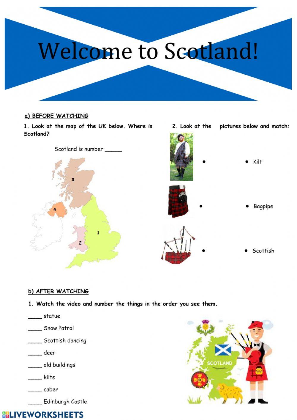 Scotland Video 1ESO online exercise for | Live Worksheets