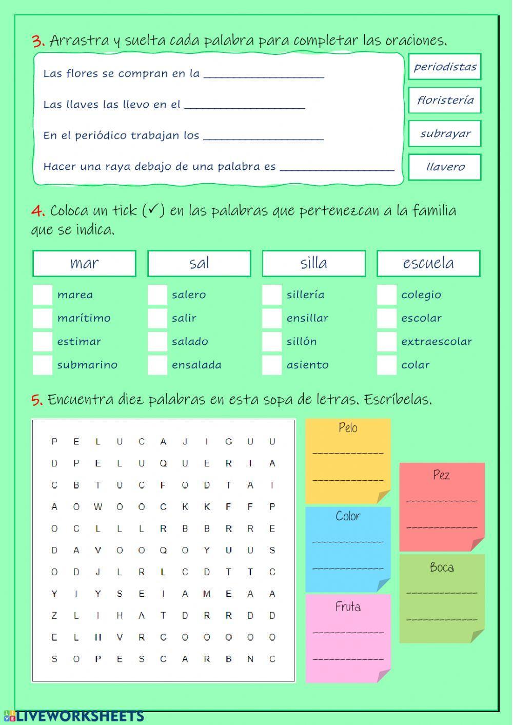 Familia De Palabras Activity For Tercer Grado Familia De Palabras ... Familia De Palabras Activity For Tercer Grado Familia De Palabras ...