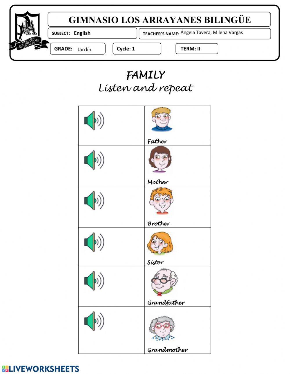 Family members free online activity | Live Worksheets