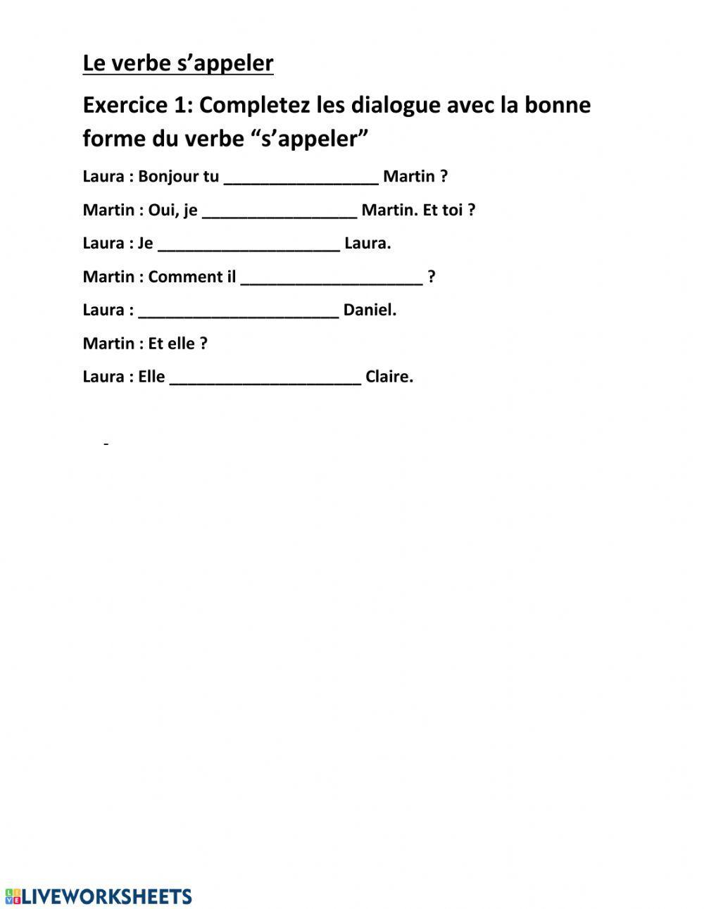 93541 | Le verbe -S'appeler- | baqiyaz | LiveWorksheets