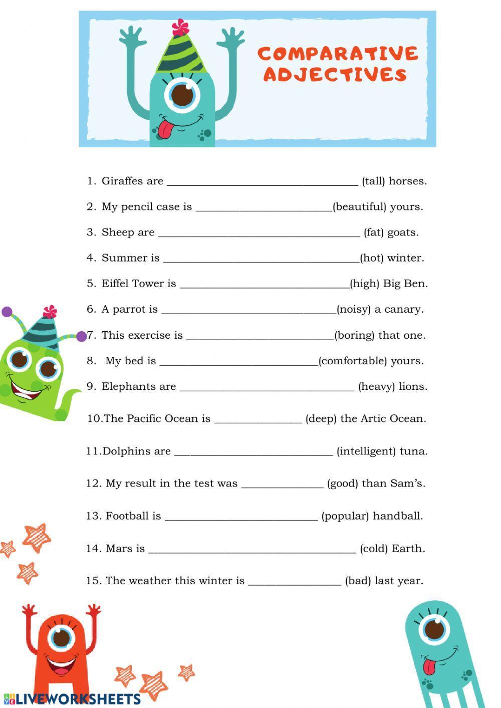 Comparative Adjectives Liveworksheets Comparative Adjectives Liveworksheets
