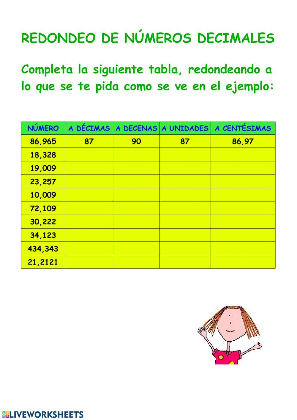 Redondeando worksheet | Live Worksheets