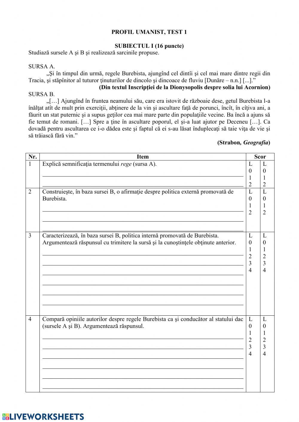Test bac worksheet | Live Worksheets
