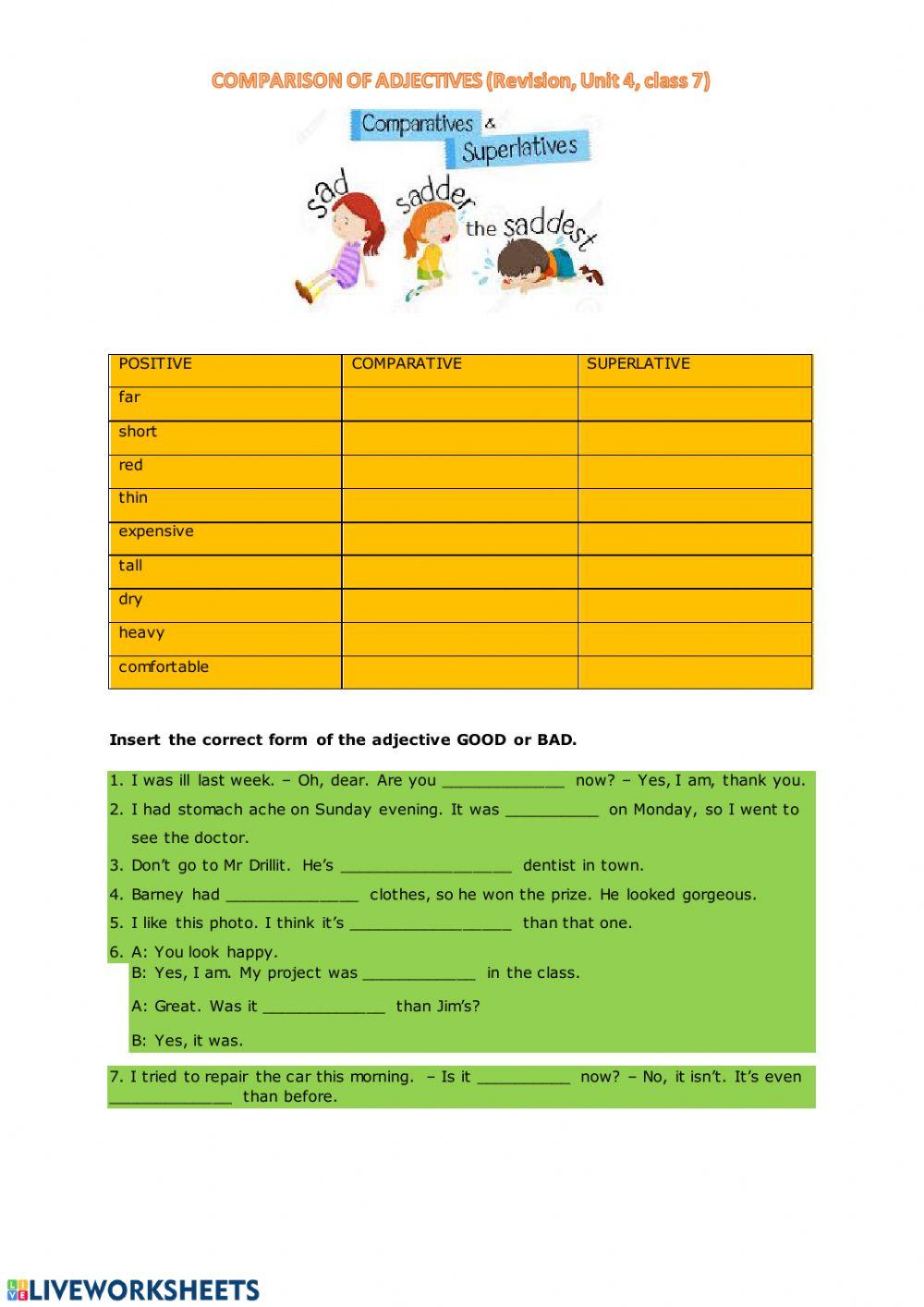 Comparison Of Adjectives Online Worksheet For Class 7 Live Worksheets comparison-of-adjectives-online-worksheet-for-class-7-live-worksheets