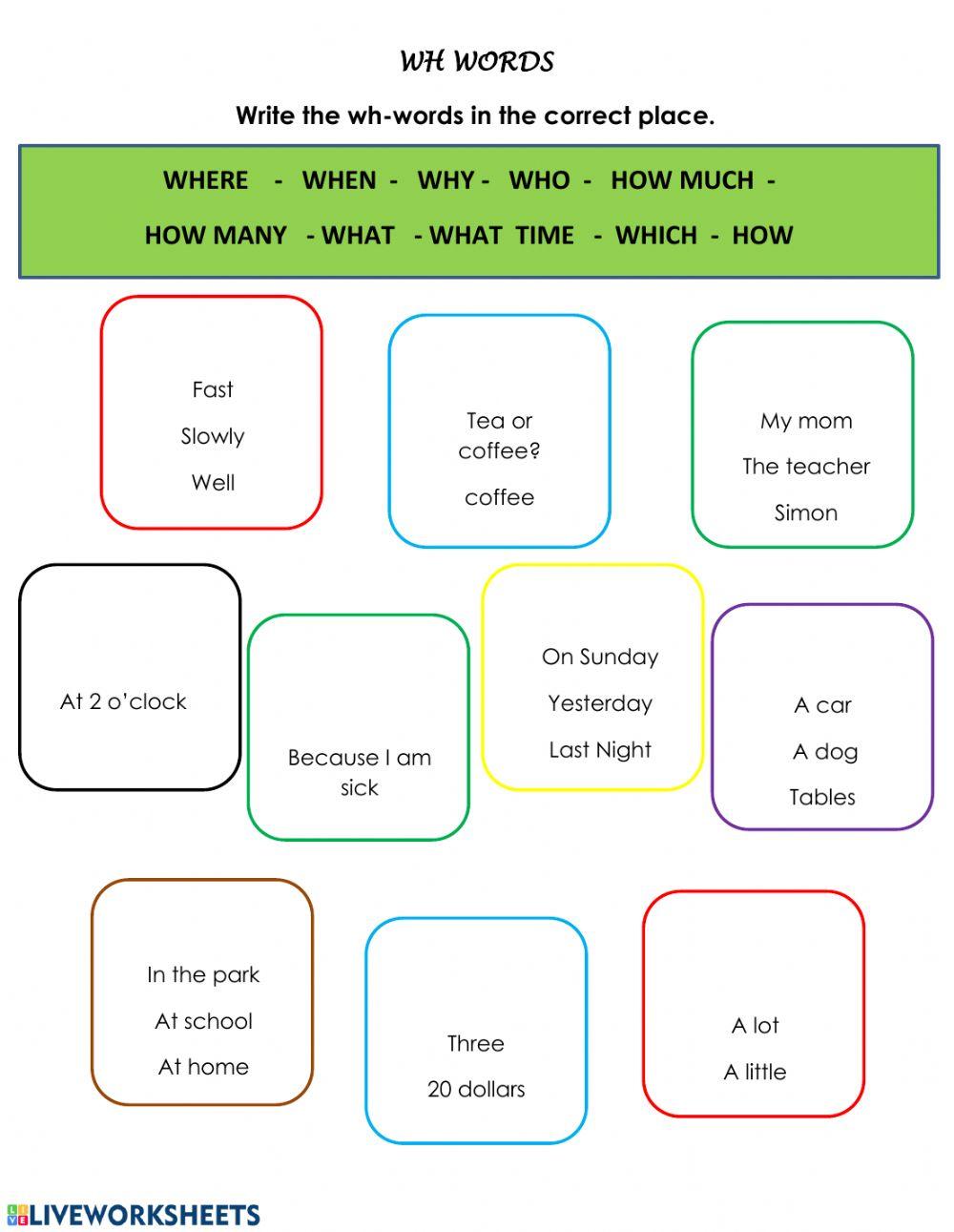 94714 | Wh words | MarcelaQ | LiveWorksheets